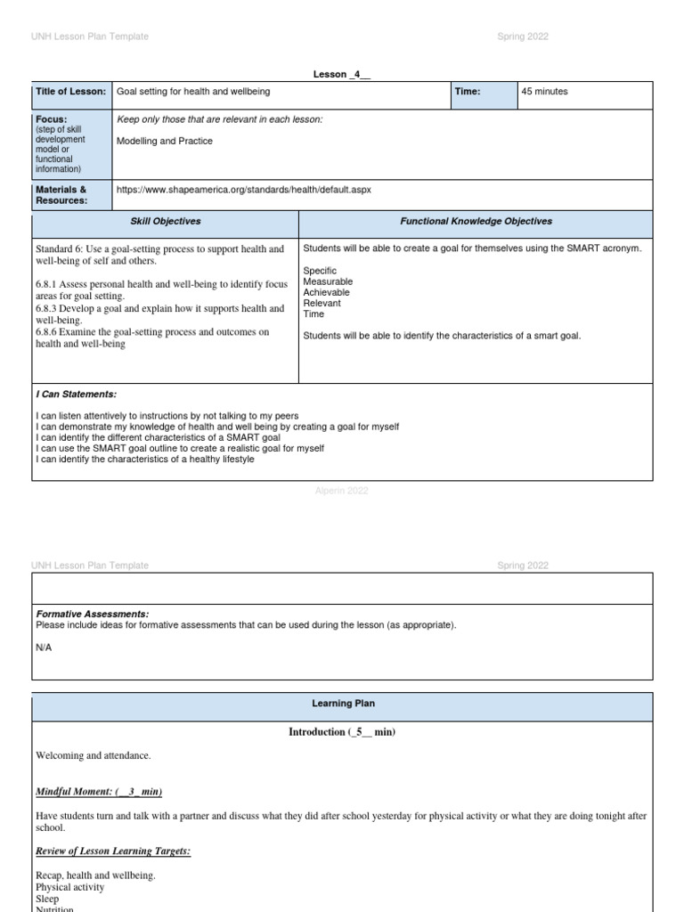Goal Setting Lesson Plan | PDF | Goal | Goal Setting