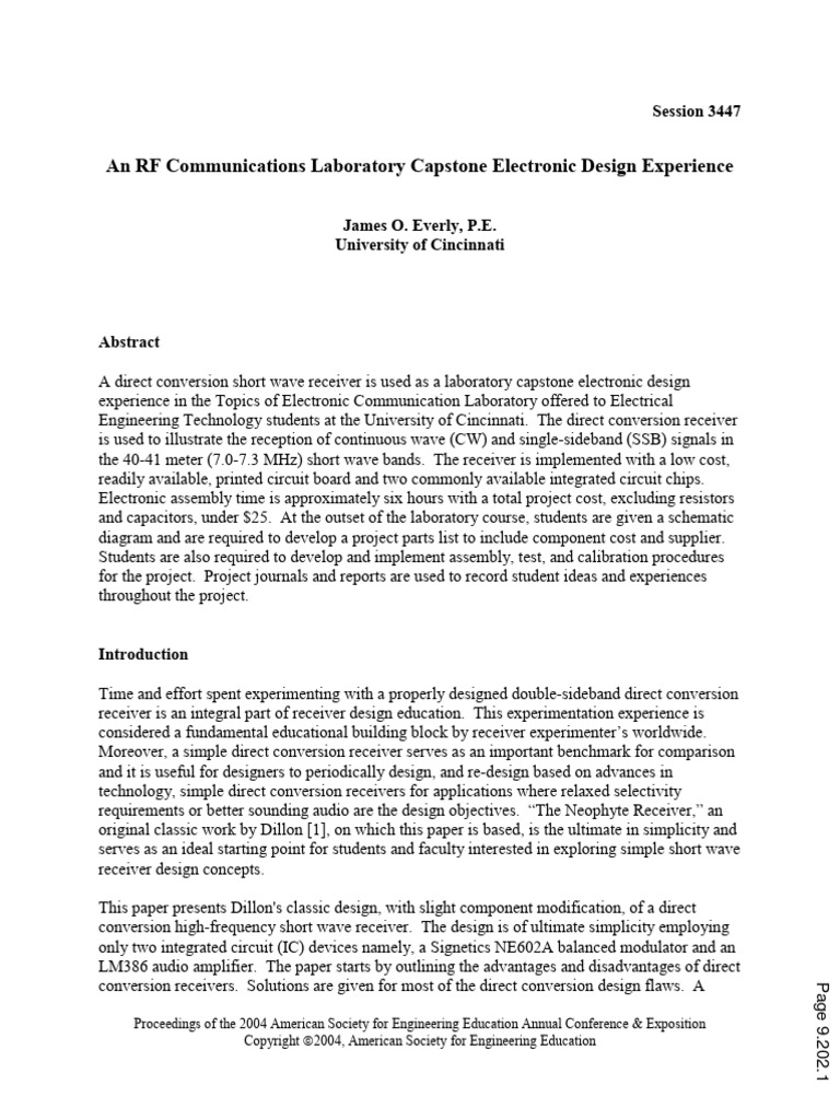 An RF Communication Laboratory Capstone Electronic Design Experience ...