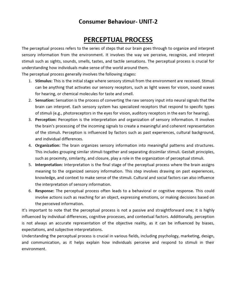 CB Unit 2 | PDF | Senses | Perception