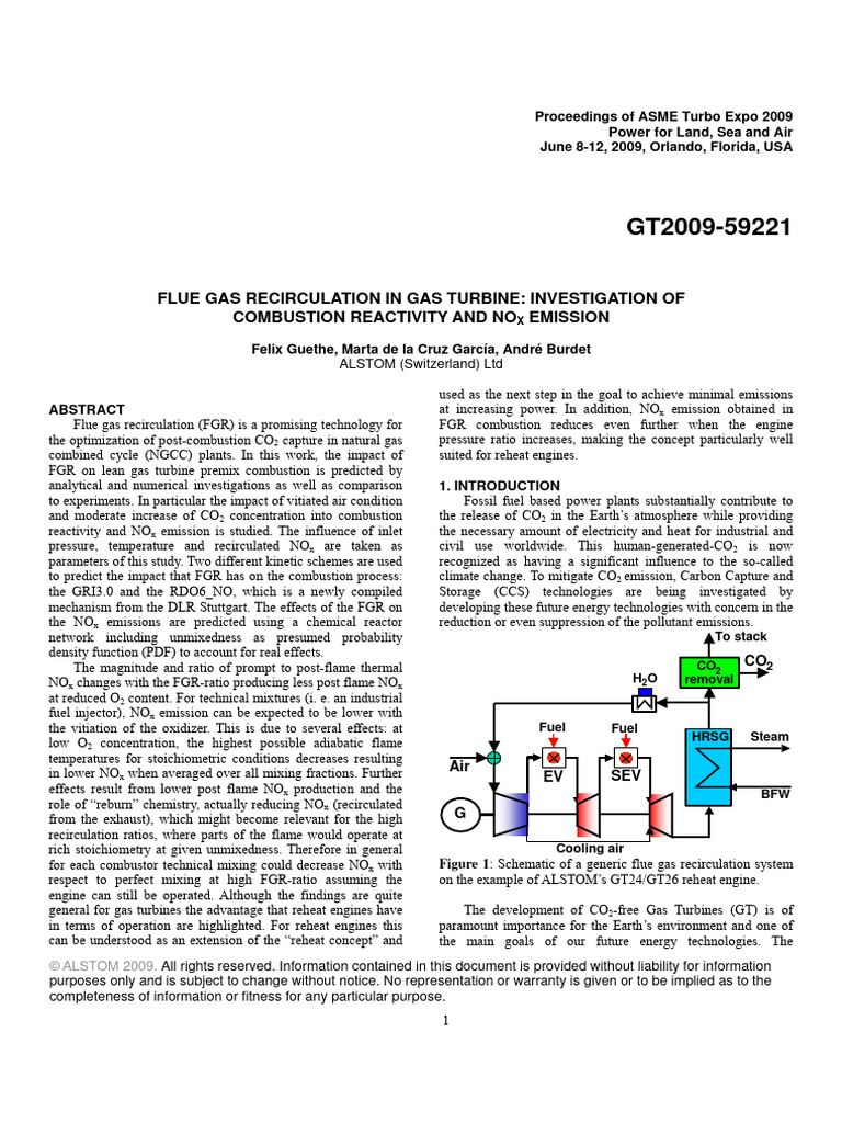 Flue Gas Recirculation In Gas Turbine Pdf Combustion N Ox