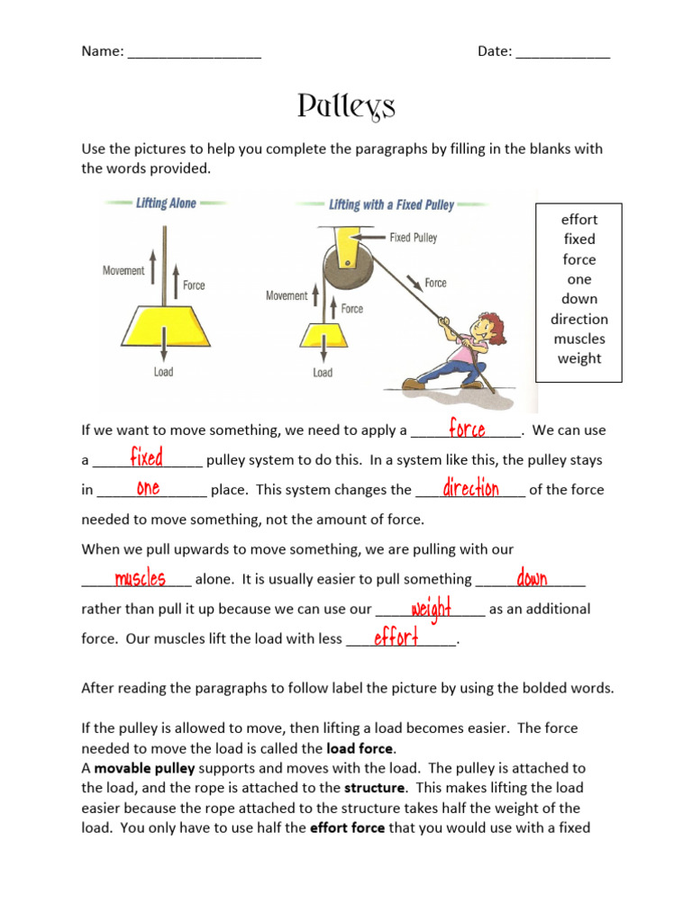 4 Science Pulleys Gears Pulley Questions Answers | PDF | Force ...