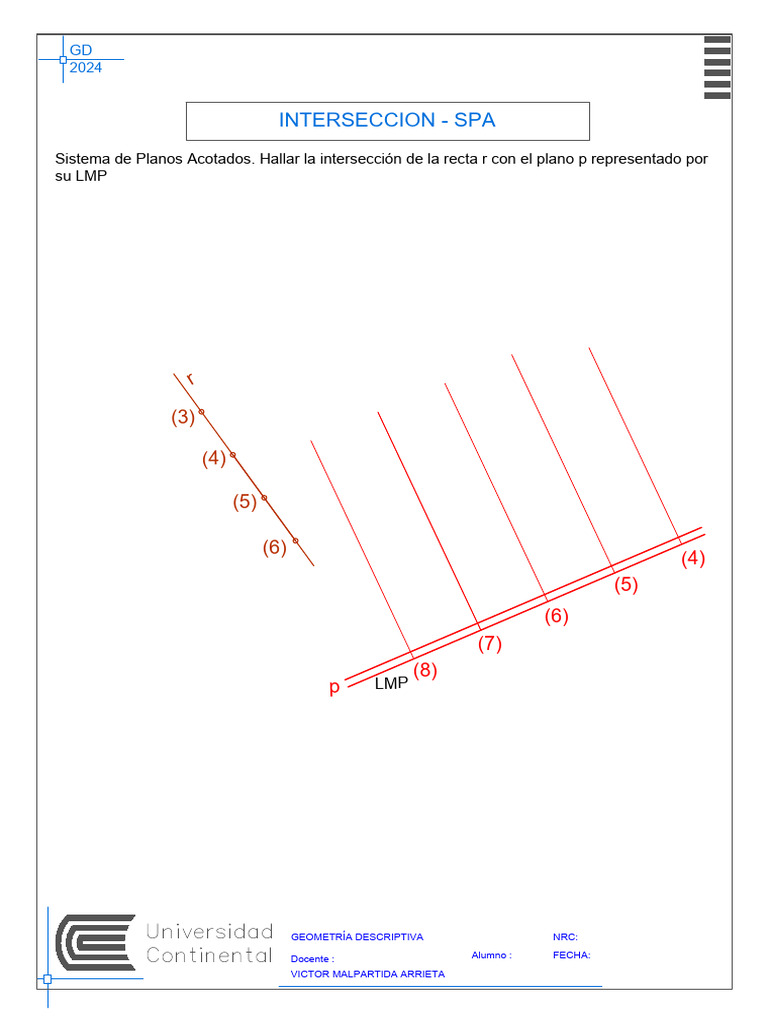 Plantilla INTERSECCION Recta - Plano | PDF