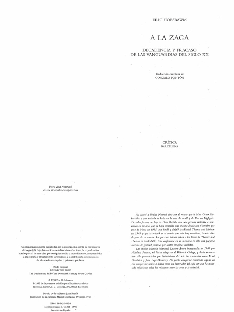 A La Zaga. Decadencia y Fracaso de Las Vanguradias Del Siglo XX (CLASE ...