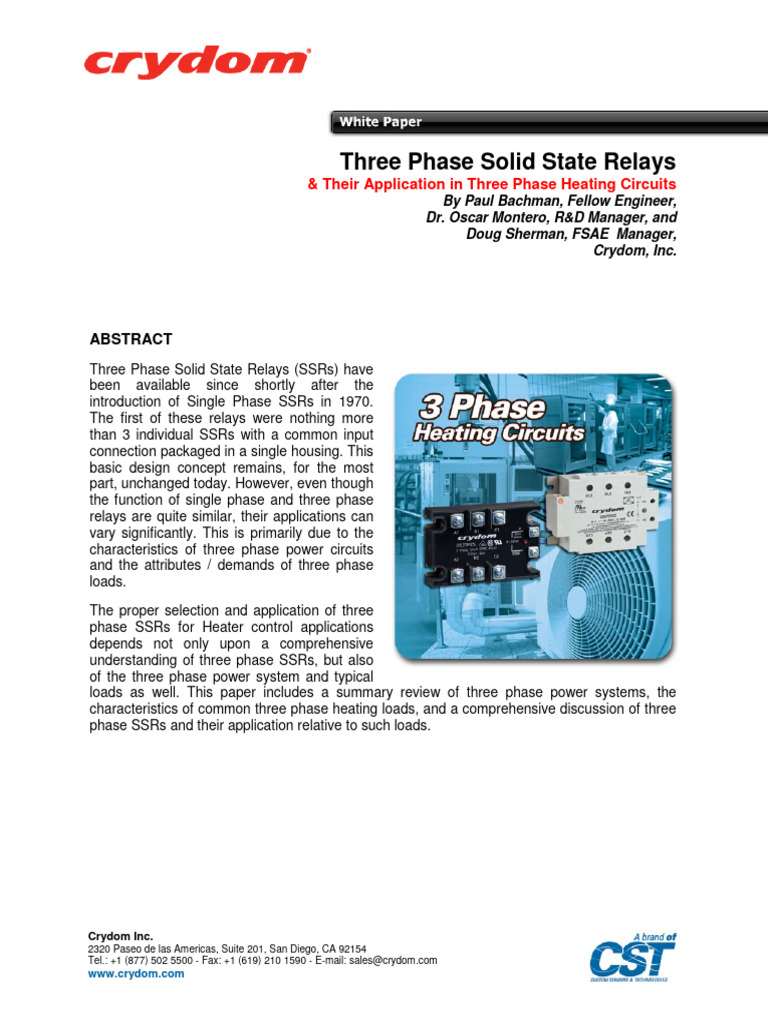 How To Select A Solid State Relay For A Three Phase Resistive Load ...