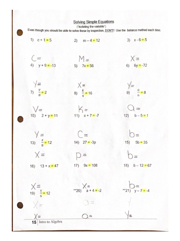 Solving Simple Equations | PDF