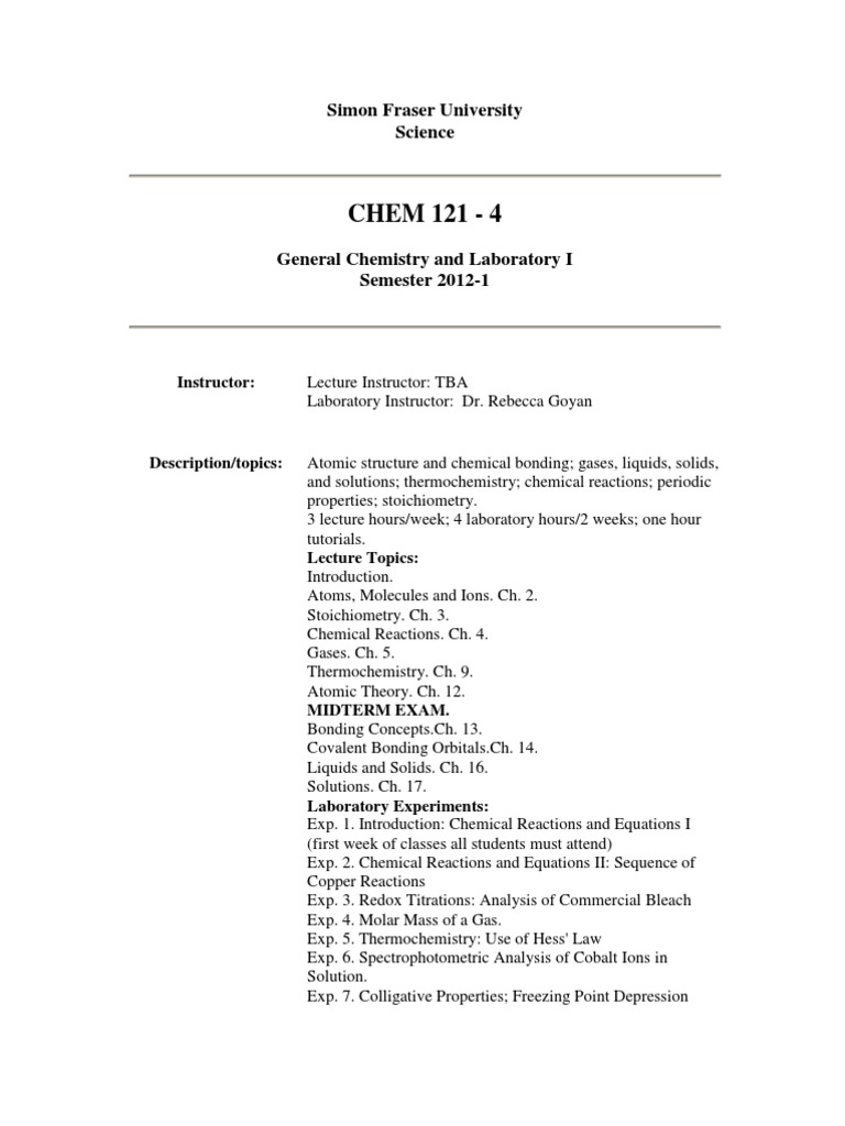 Chem 121 | PDF