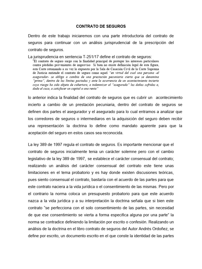 Trabajo CONTRATO DE SEGUROS 240511 211055 | PDF | Póliza de seguros | Seguro