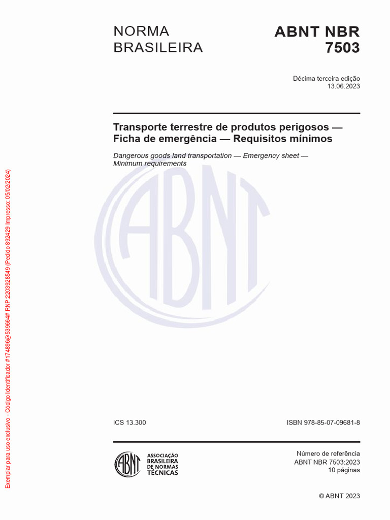 NBR 7503 2023 | PDF | Embalagem e rotulagem | Caixa alta e caixa baixa