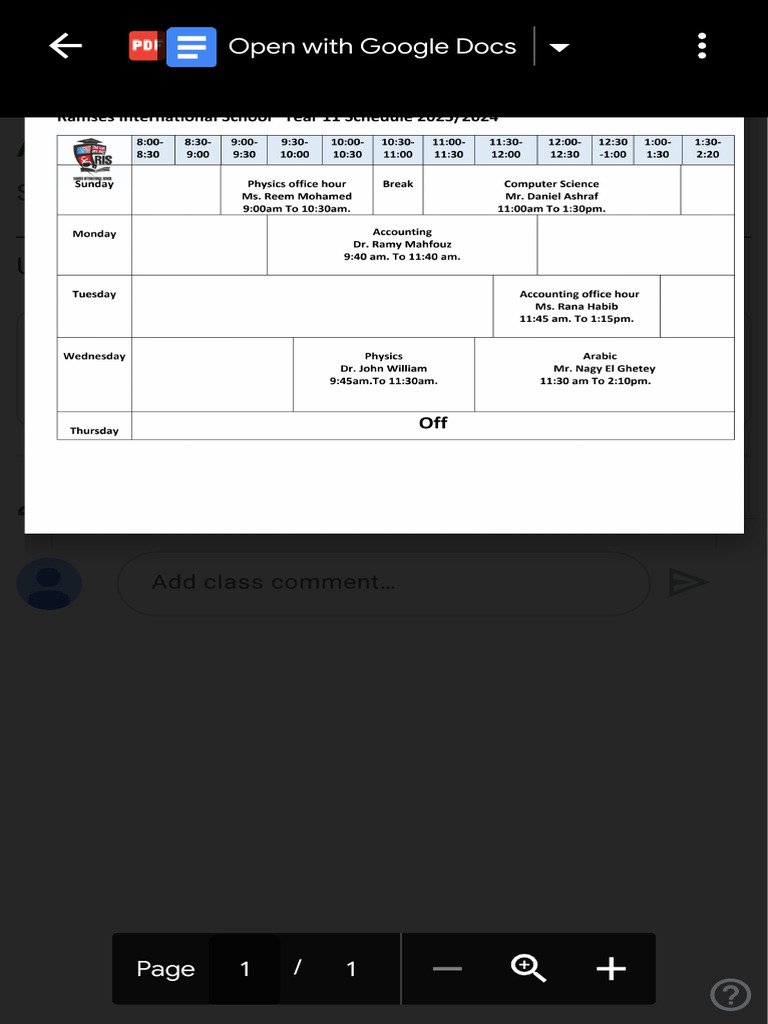 Updated Schedule | PDF
