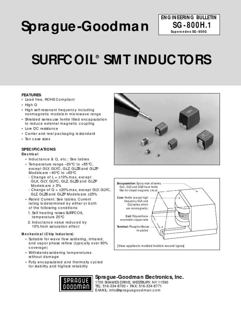 SURFCOIL® SMT Inductors Specifications | PDF | Inductor | Electromagnetism