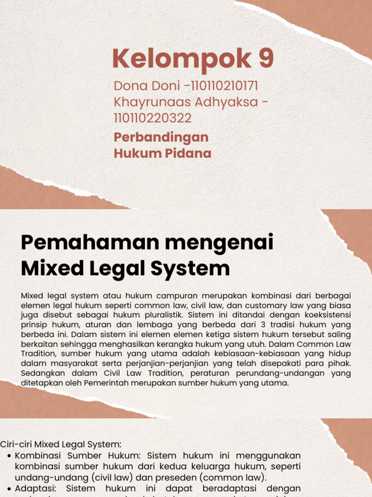 Kelompok 9 - Mixed Legal System | PDF | Ilmu Sosial | Hukum