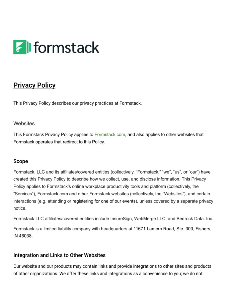Formstack Privacy Policy 8 1 | PDF | Information Privacy | Privacy