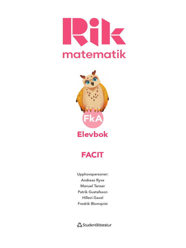 Fka Rik Matematik Elevbok-Facit | PDF