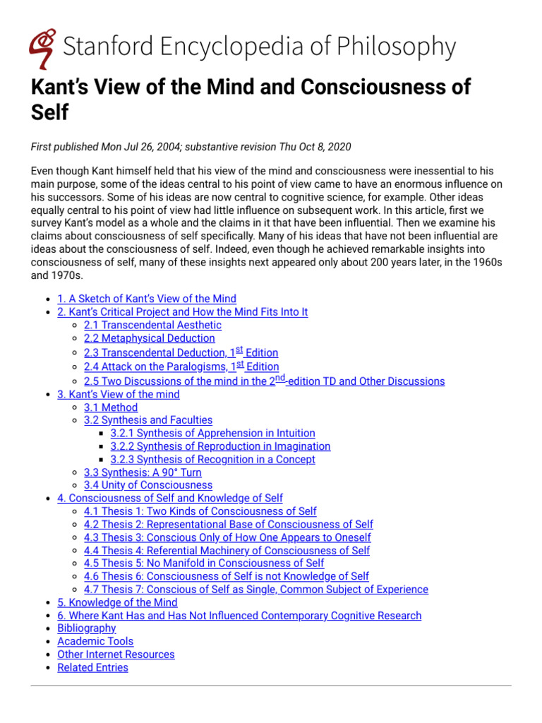 Kant Stanford | PDF | Immanuel Kant | Concept