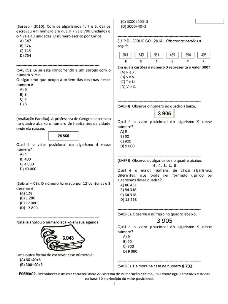 ativ matemática | PDF