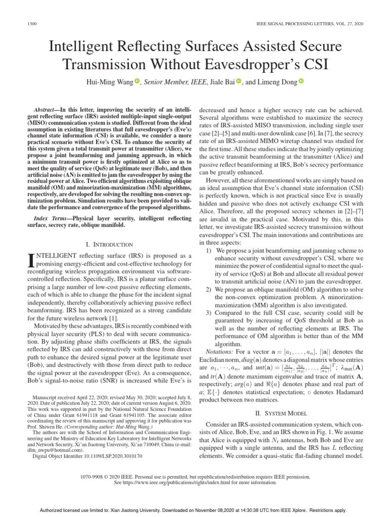 29 Intelligent Reflecting Surfaces Assisted Secure T Pdf Gradient Mimo