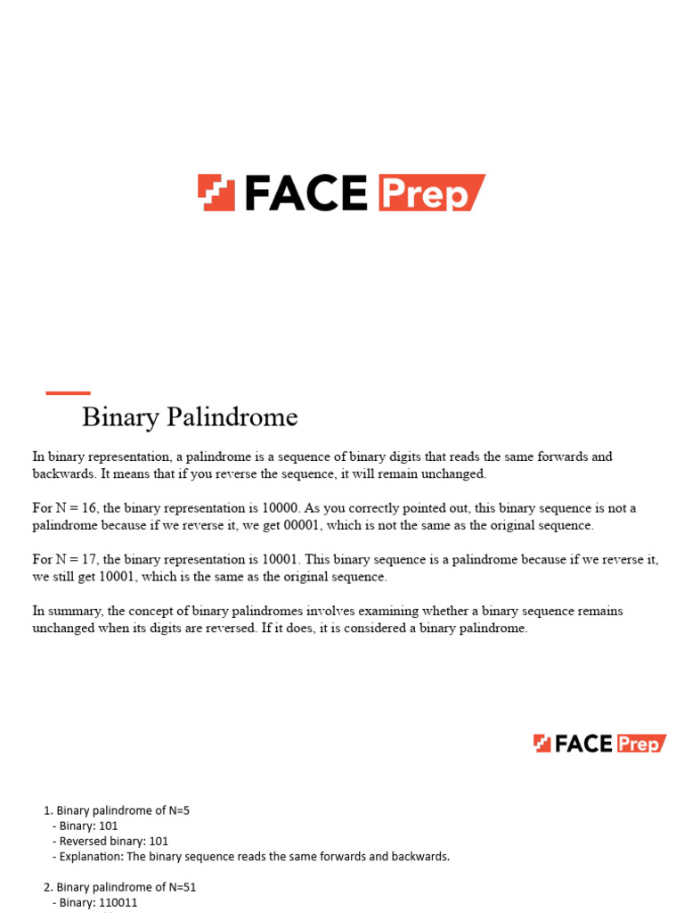 L12 BinaryPalindrome | PDF | Computer Engineering | Mathematics L12 BinaryPalindrome | PDF | Computer Engineering | Mathematics