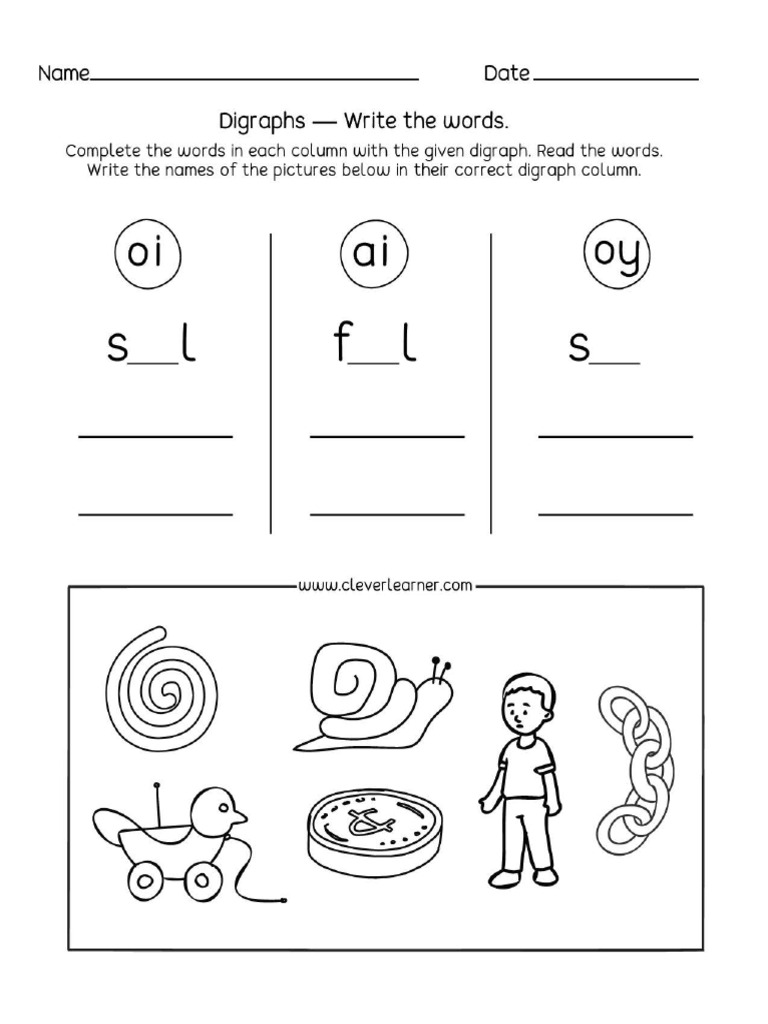 Kindergarten Worksheets on Vowel Digraph Kindergarten Digraph Activity ...
