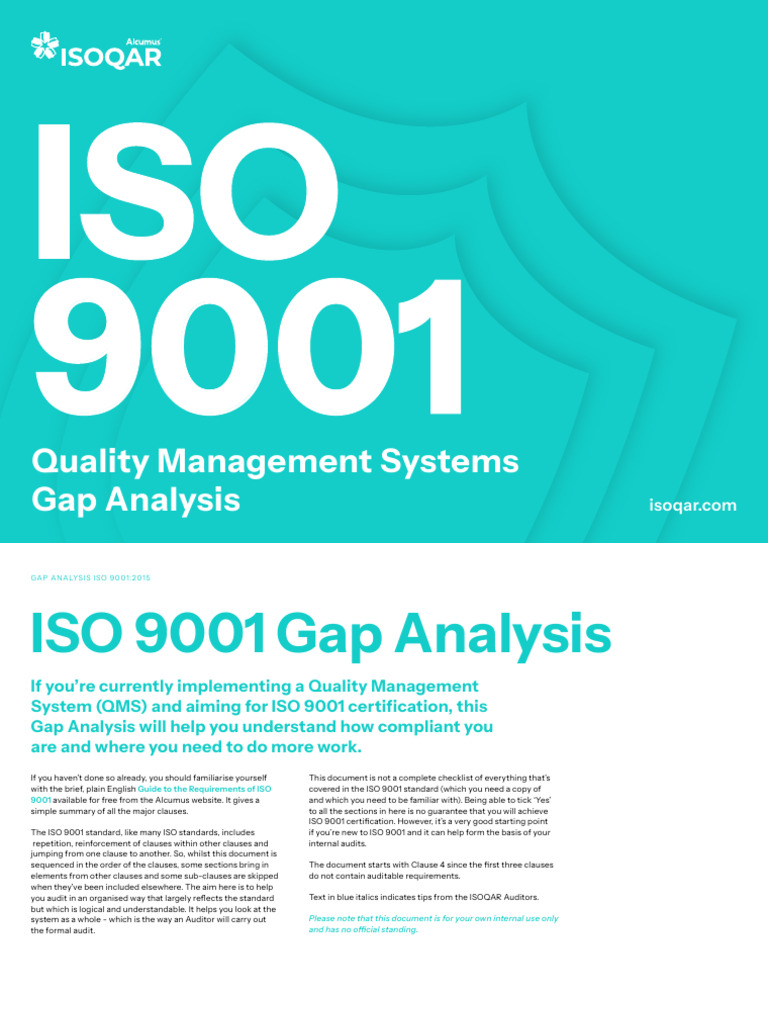ISOQAR-ISO-9001-Gap-Analysis- | PDF | Quality Management System | Audit