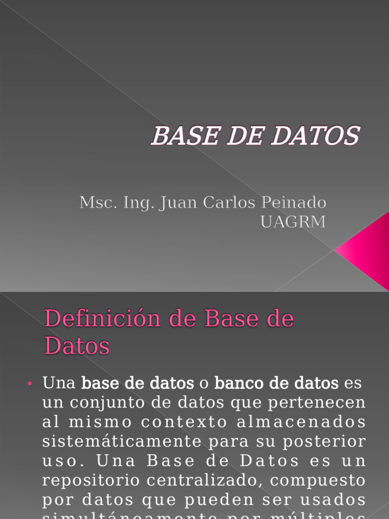 01 Introduccion A Sistema Manejadores de Base de Datos | PDF | Bases de datos | Ingeniería de ...