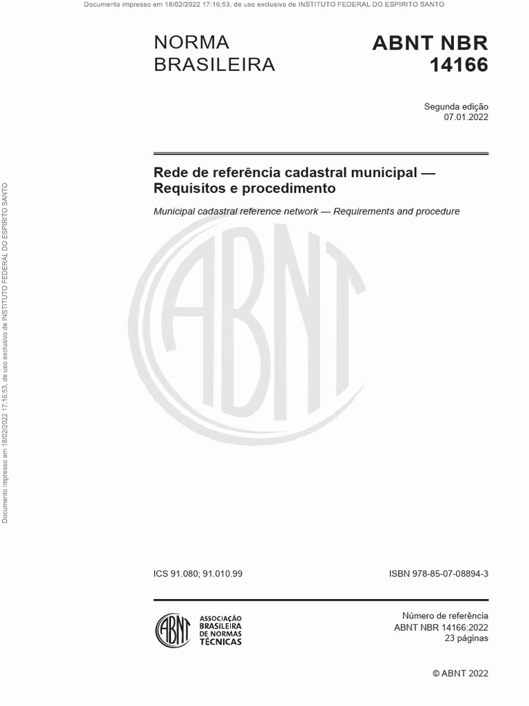 NBR 14166 2022 | PDF | Geofísica | Geomática