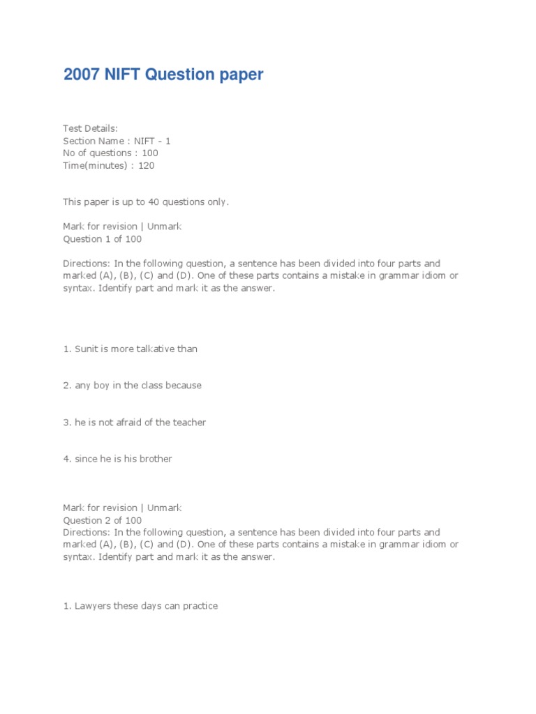 (Www.entrance-exam.net)-NIFT Sample Paper 1 | Phrase | English Language