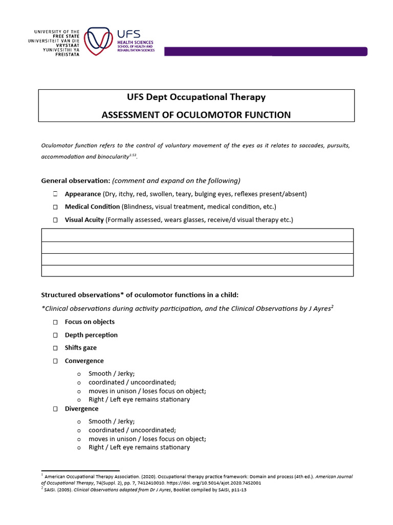 Oculomotor Assessment - 2022 | PDF | Vision | Human Eye