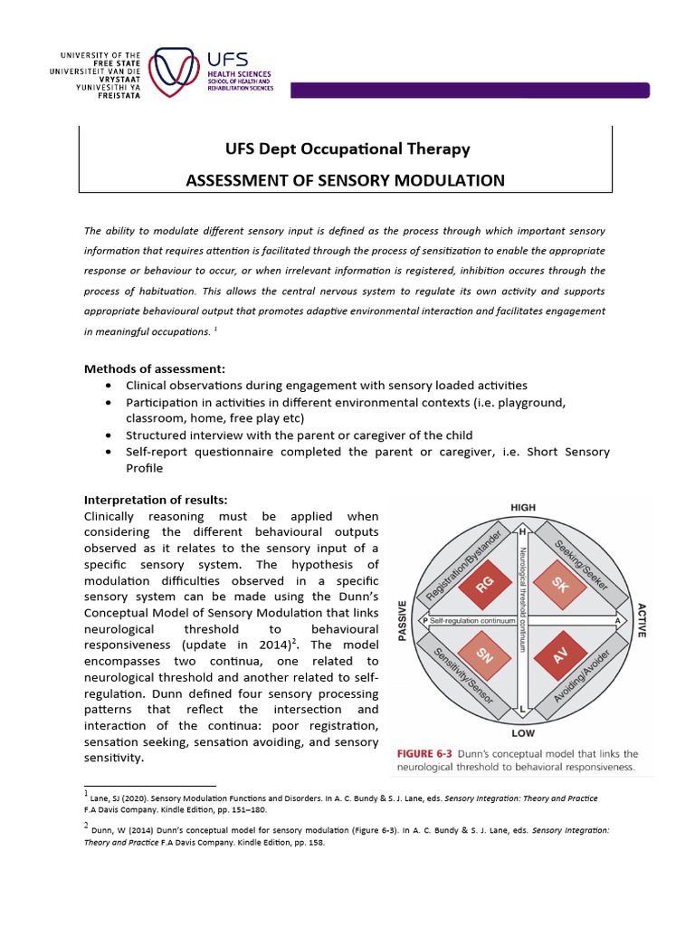 Sensory Modulation Assessment - 2022 | PDF | Senses | Sensory ...