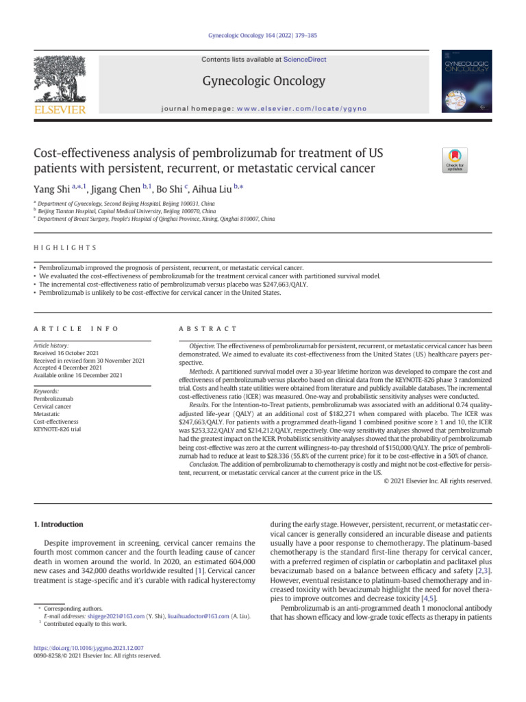 Shi Et Al | PDF | Cost Effectiveness Analysis | Medicine Shi Et Al | PDF | Cost Effectiveness Analysis | Medicine