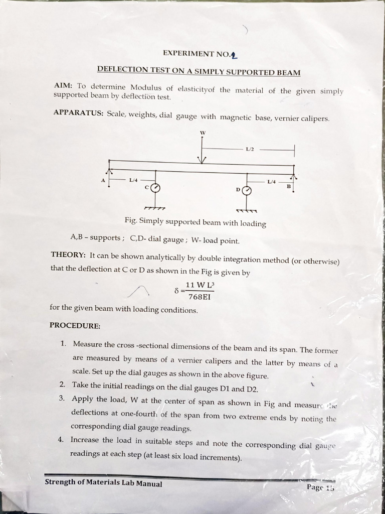 SM lab cycle 1 | PDF | Deformation (Engineering) | Young's Modulus SM lab cycle 1 | PDF | Deformation (Engineering) | Young's Modulus