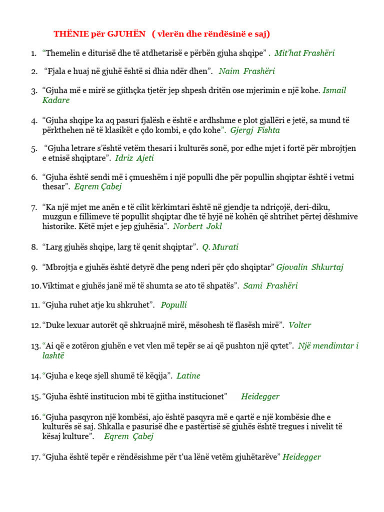 Thenie Per Gjuhen Shqipe | PDF