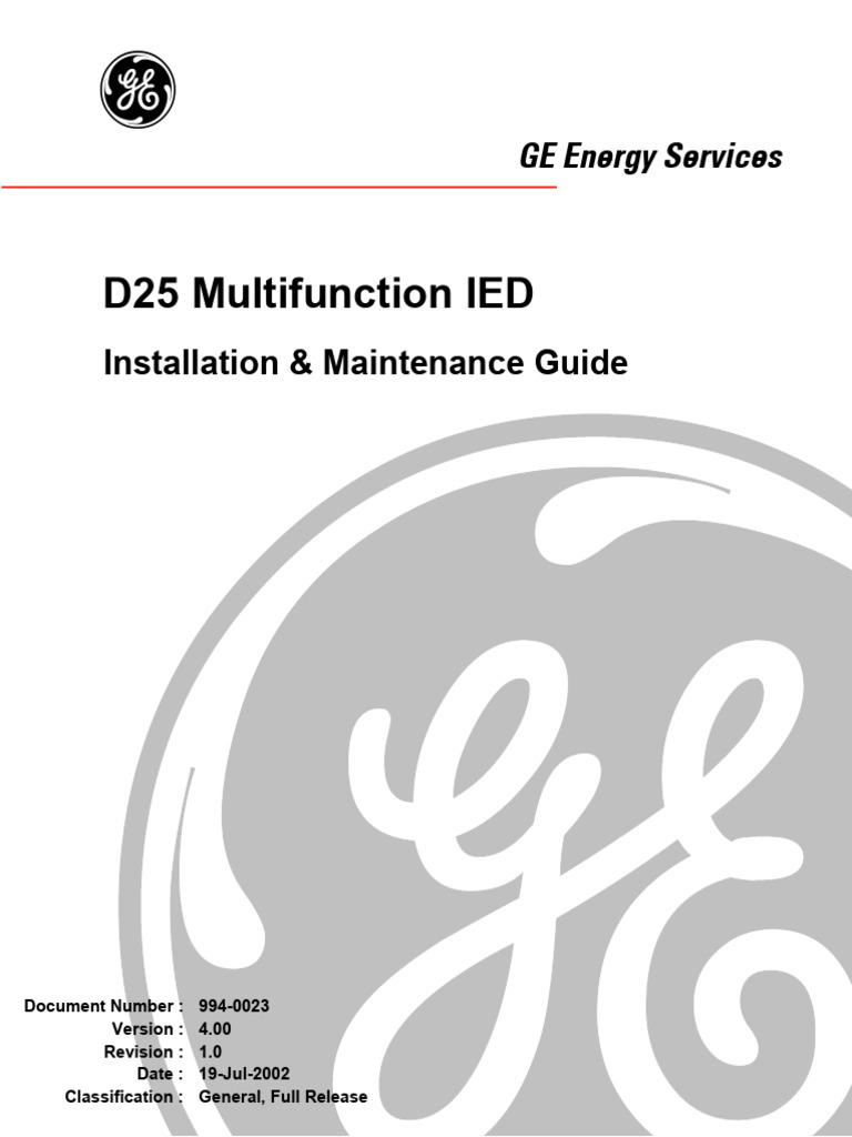 D25 Multifunction IED Installation and M | PDF | Switch | Printed Circuit Board
