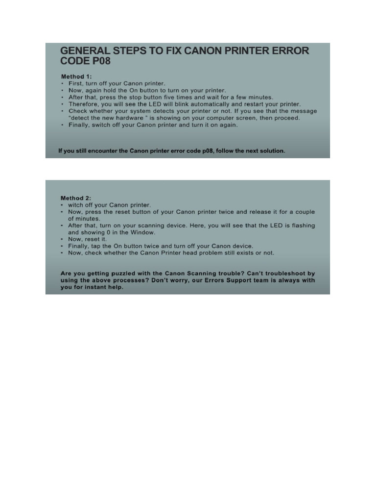 Canon Errors Solve - OLD | PDF