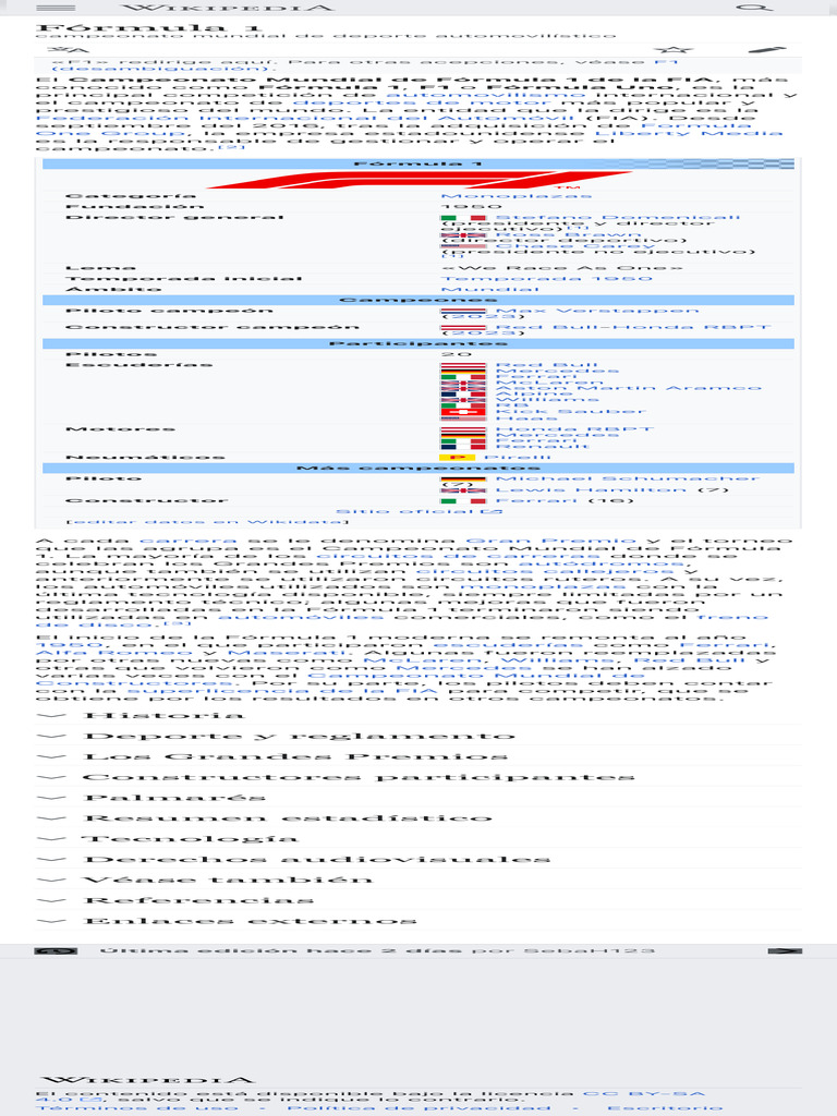 Fórmula 1 - Wikipedia, La Enciclopedia Libre | PDF | Formula Uno ...