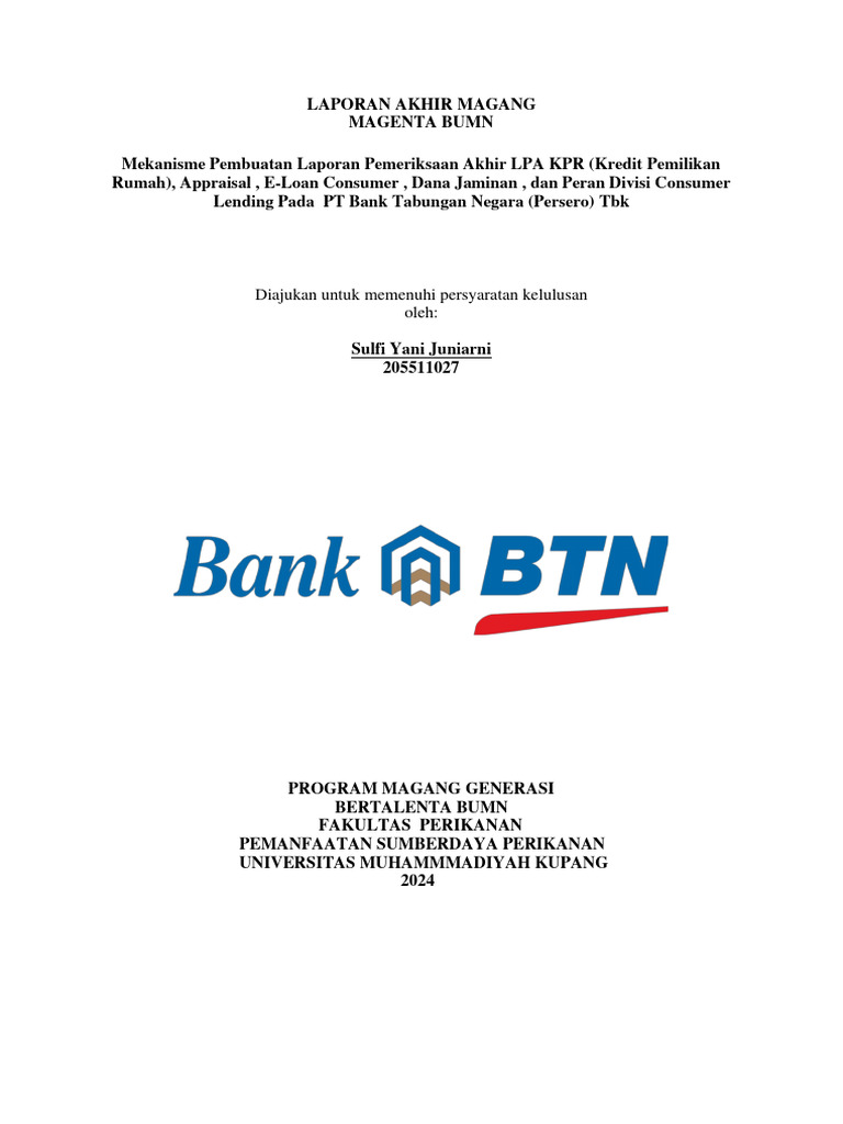 Laporan Magang Sulfi Yani Juniarn - Bank BTN Magenta | PDF
