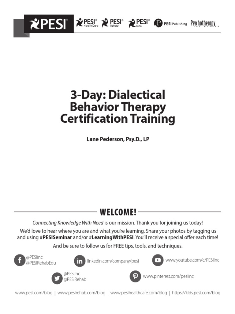Manual DBT Certification Training | PDF | Dialectical Behavior Therapy | Psychotherapy
