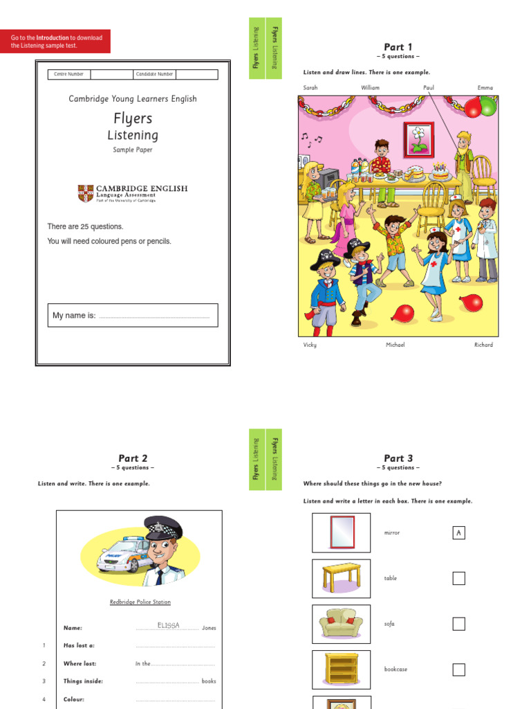 Listening Yle Sample Papers Flyers Vol 1 | PDF