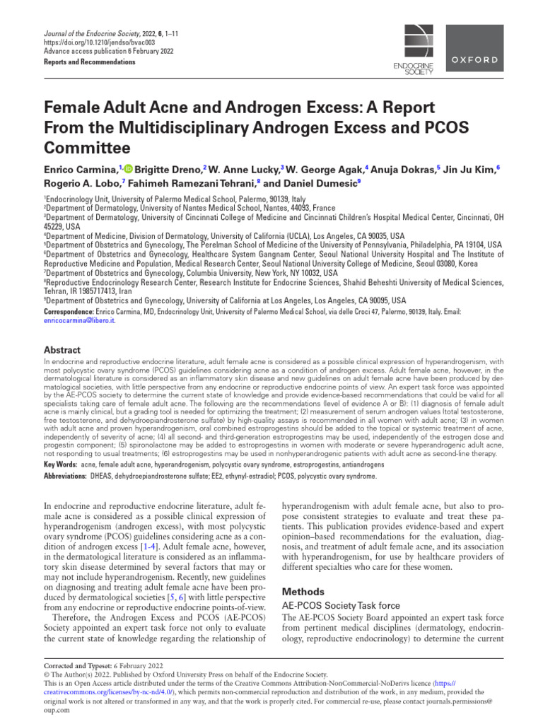 Female Adult Acne and Androgen Excess | PDF | Polycystic Ovary Syndrome ...