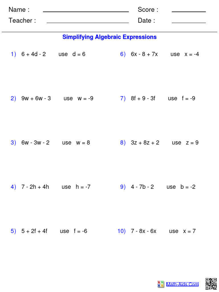 12-Evaluating Expressions (Single Variable) | PDF