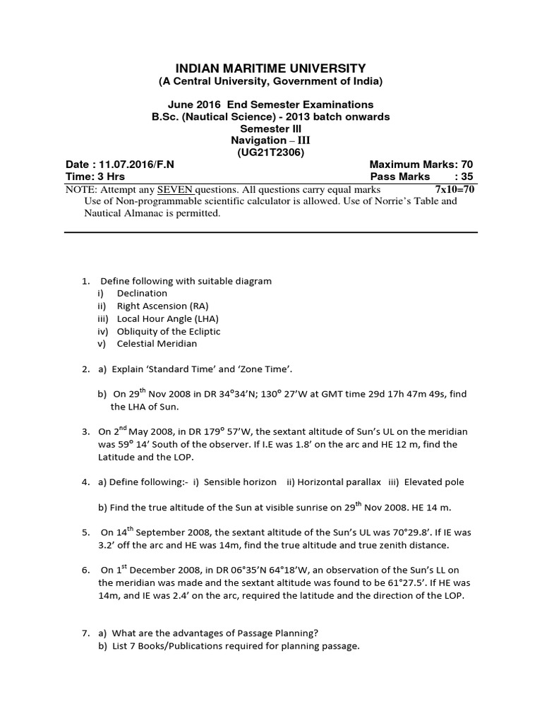UG21T2306 Navigation III | PDF