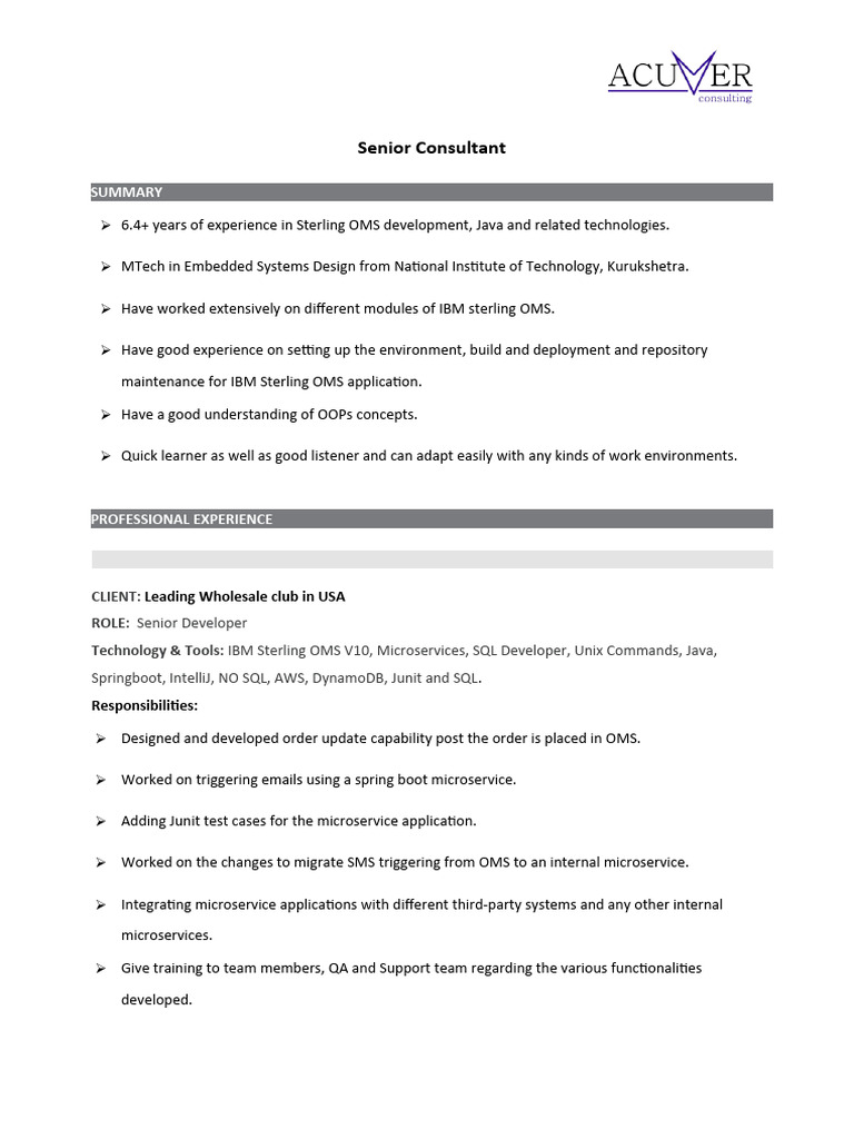 Arun Sunny - Senior Consultant | PDF | Sql | Component Object Model