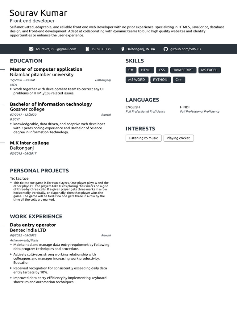 Sourav's Org Resume | PDF | World Wide Web | Internet & Web