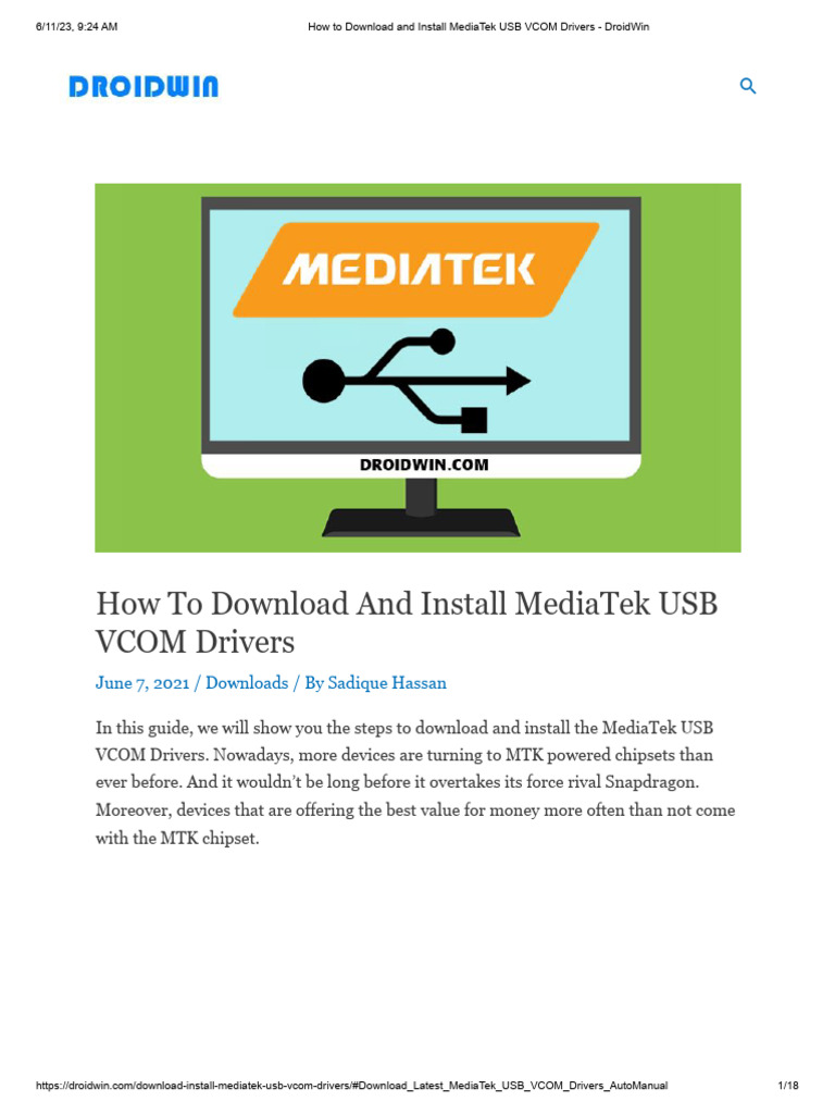 How To Download and Install MediaTek USB VCOM Drivers - DroidWin | PDF | Device Driver | Usb