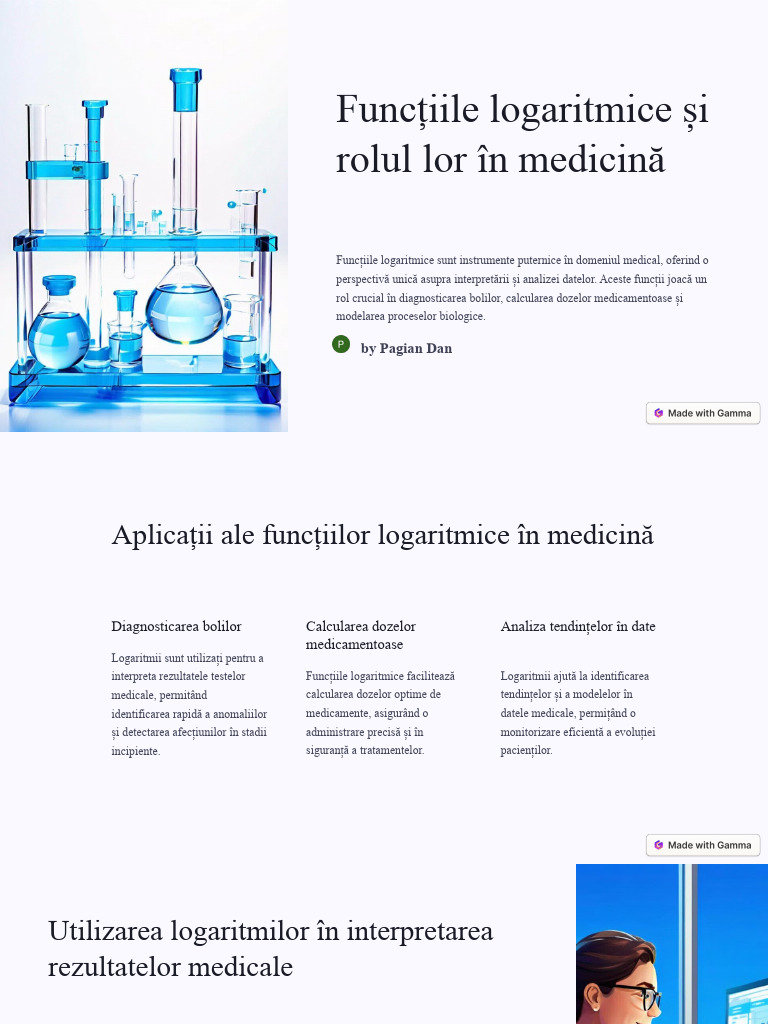 Funcțiile Logaritmice Și Rolul Lor În Medicină: by Pagian Dan | PDF