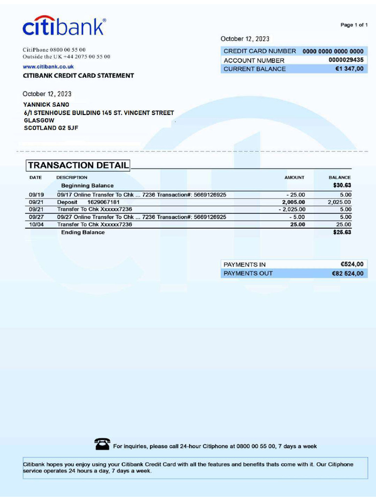 Uk Edit Bank Statement | PDF