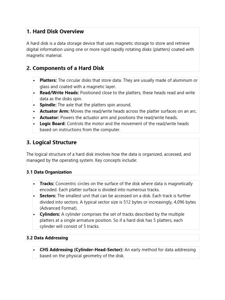 Logical Structure of Hard Disk and Its Organization | PDF | File System ...