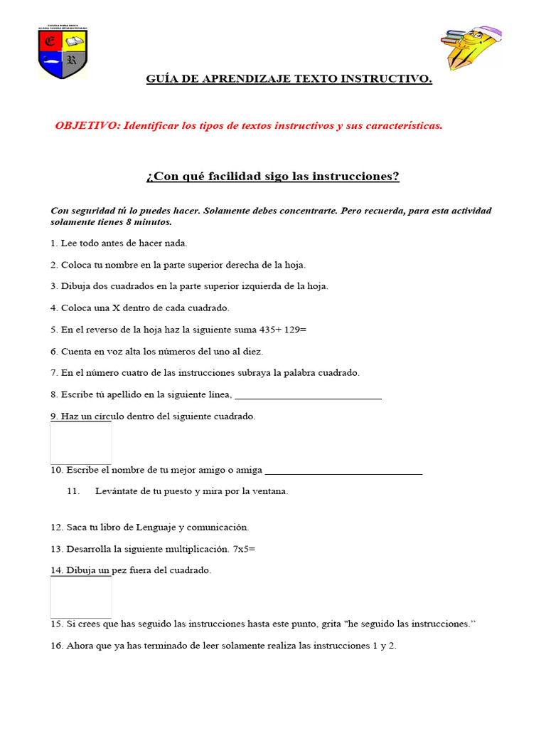 Guia Textos Instructivos 6° | PDF | Receta