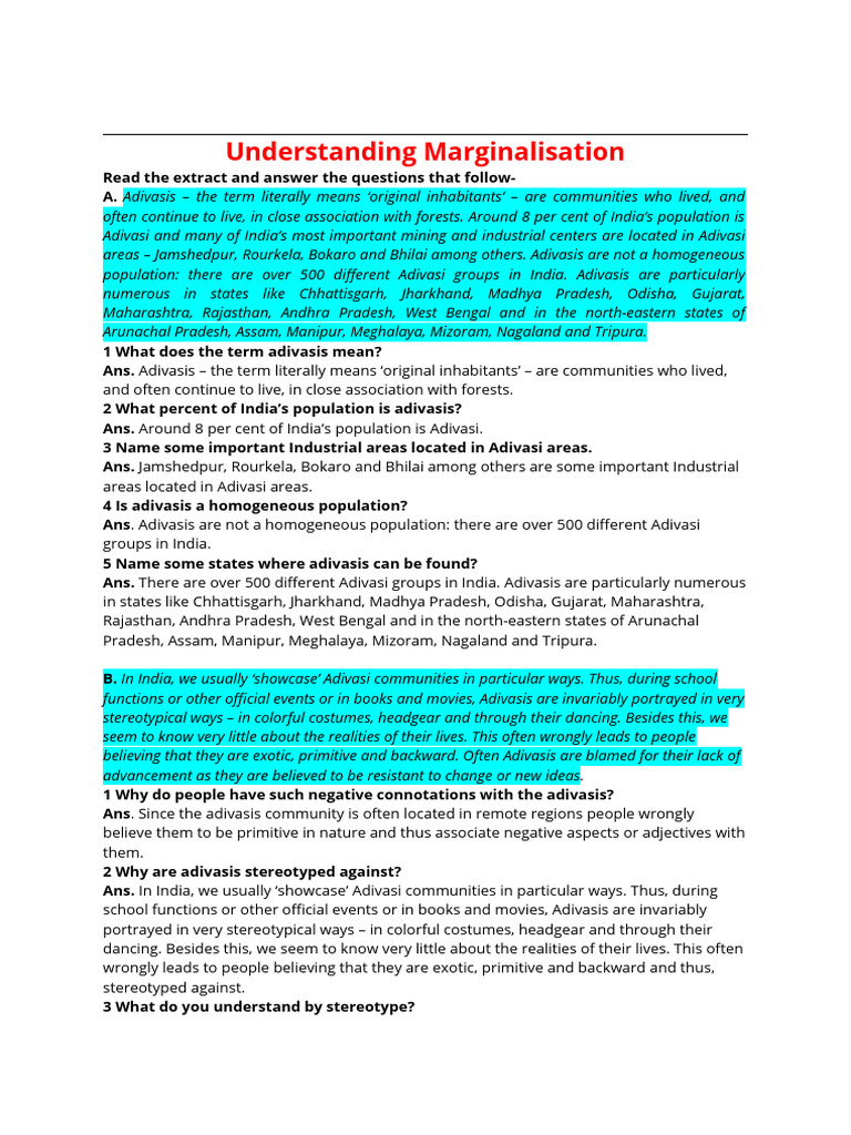 Understanding Adivasi Marginalization | PDF | Minority Group | Social ...
