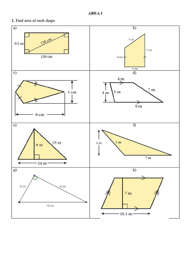 Area Calculations and Problem Solving | PDF | Teaching Methods & Materials