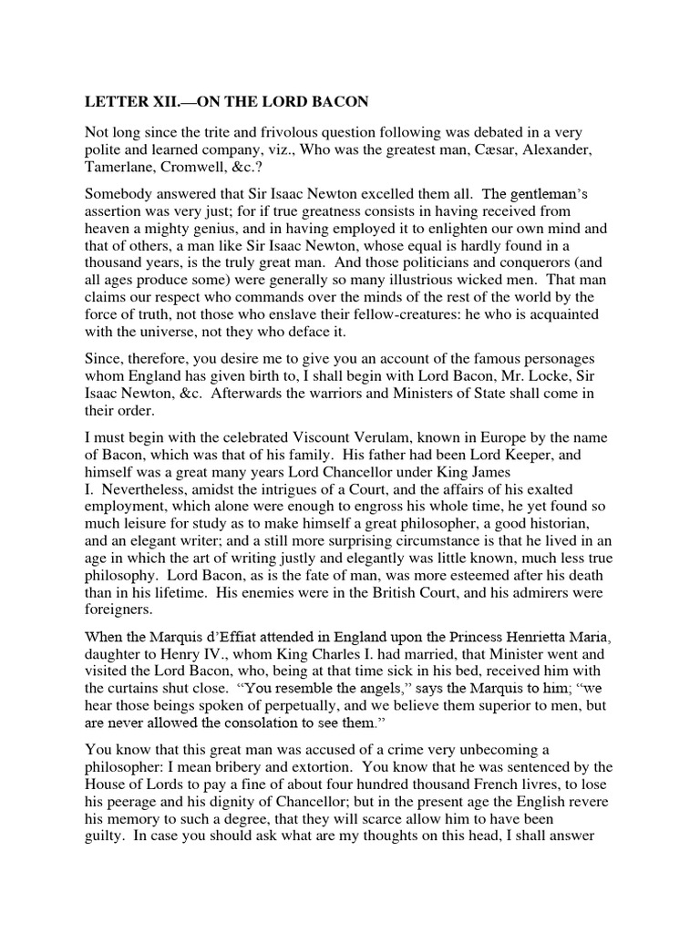 LETTER XII | PDF | Francis Bacon